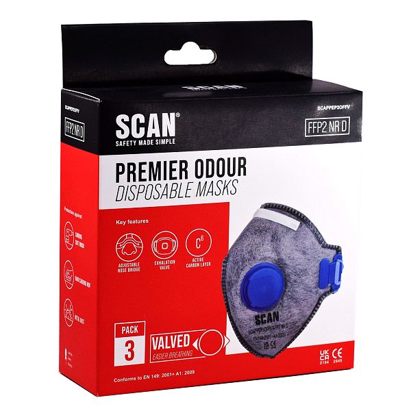 Scan Fold Flat Odour Masks FFP2 (3) – ROSCOES DIY